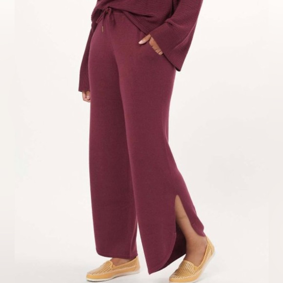 zuda | Pants & Jumpsuits | Zuda Wide Leg Burgundy Knit Pants | Poshmark